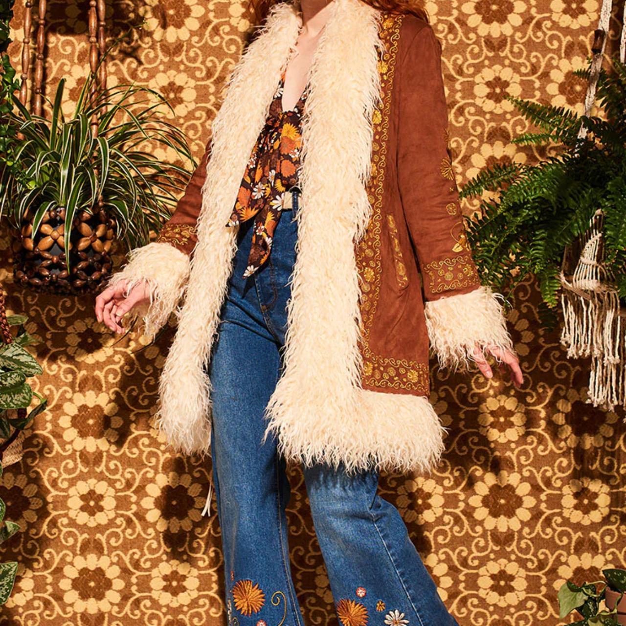 The Hippie Shake Brown Embroidered Penny Lane... - Depop