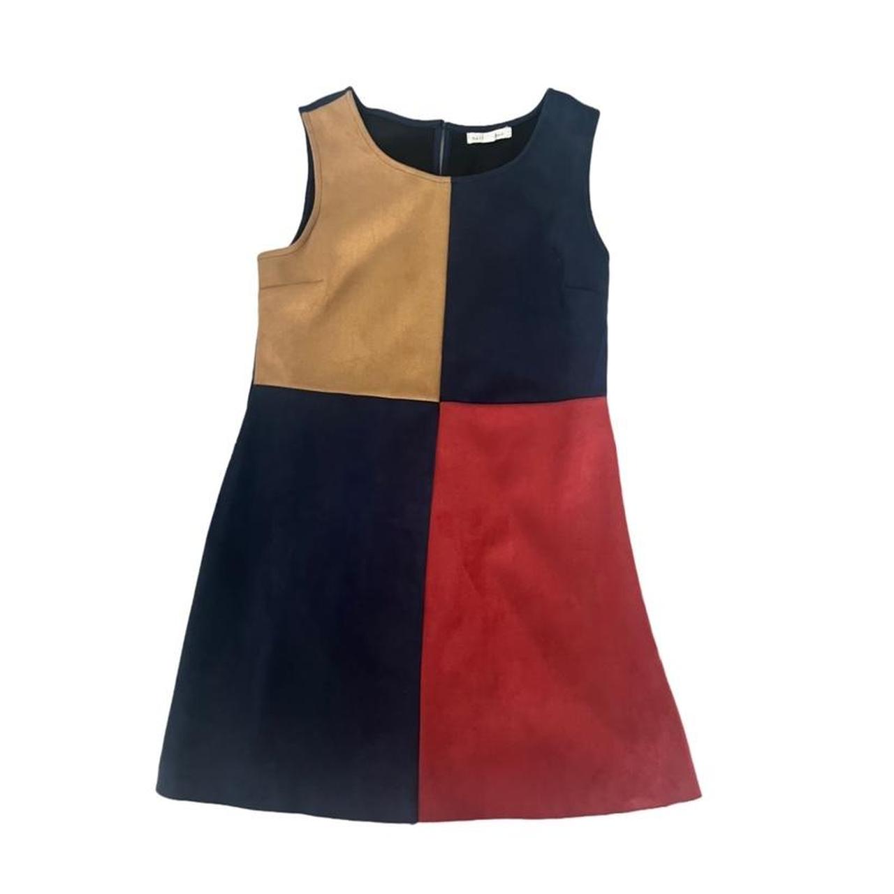 60s mod suede color block dress size large - Depop
