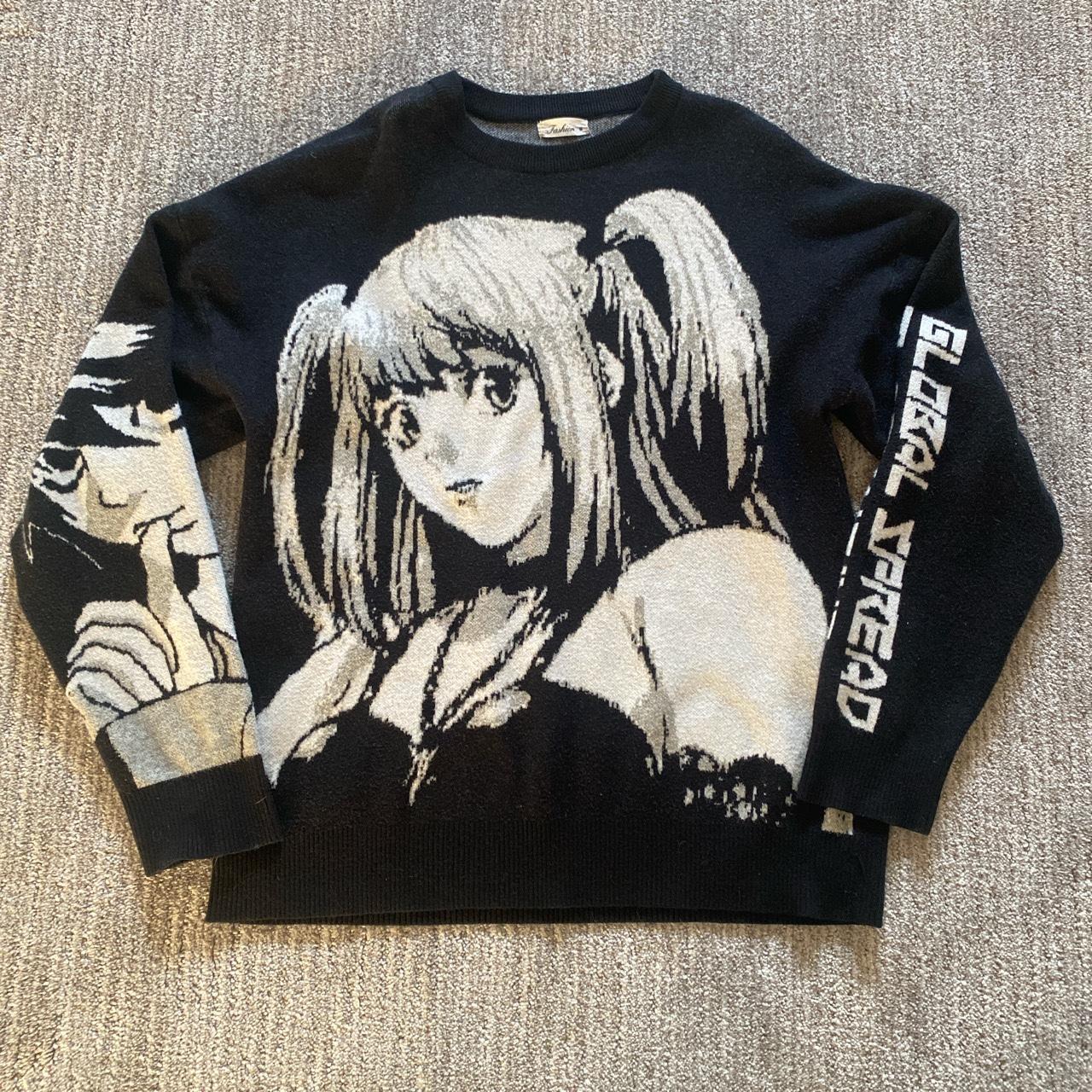 deathnote knit sweater size medium, could fit anyone... - Depop