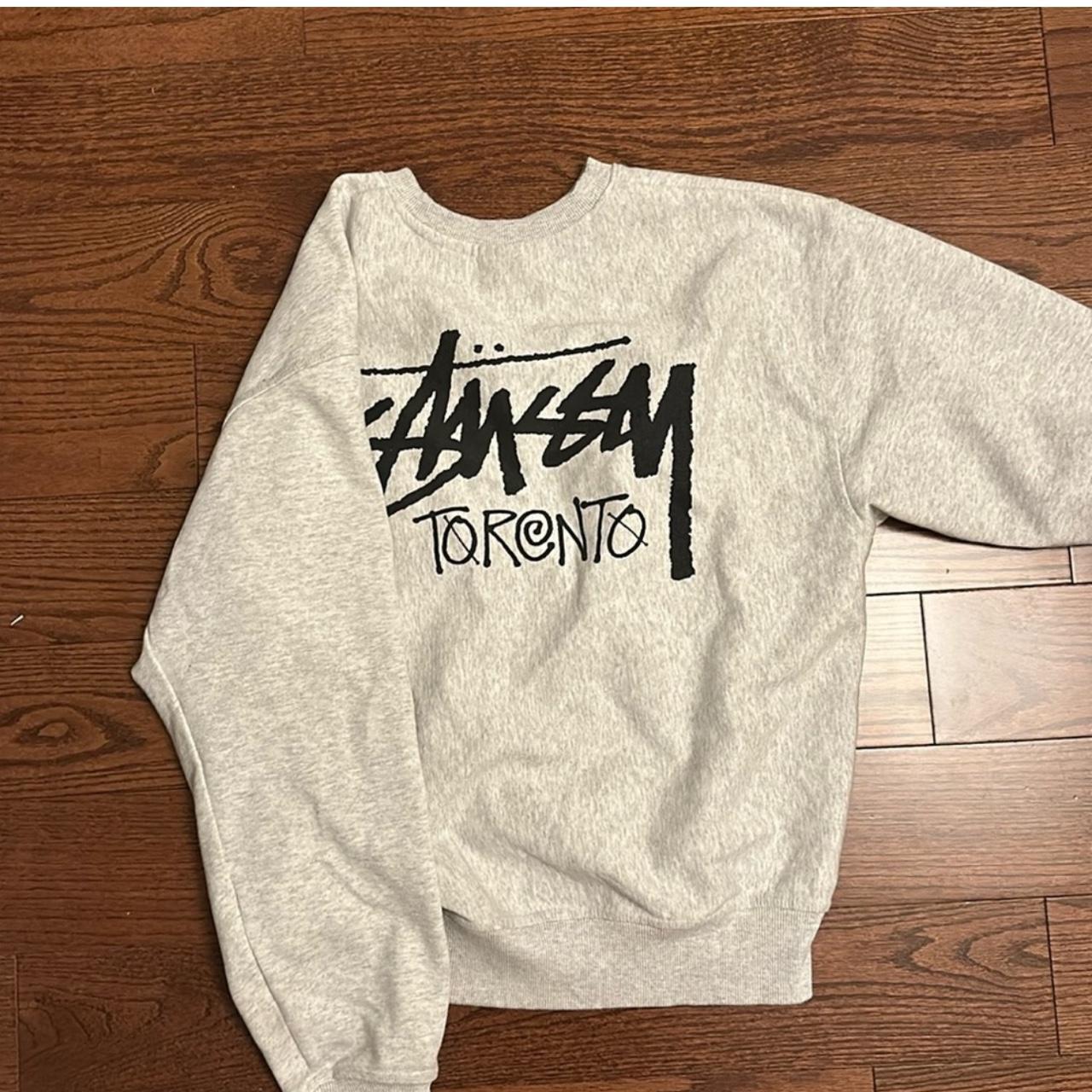 Stussy Toronto Light Grey Crewneck Hoodie - Depop