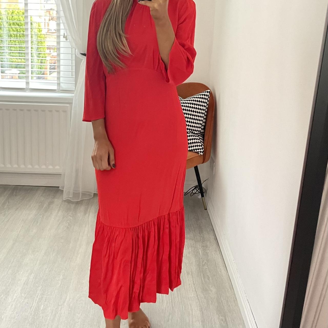 Bright red Maxi Dress Marks & Spencer - Depop