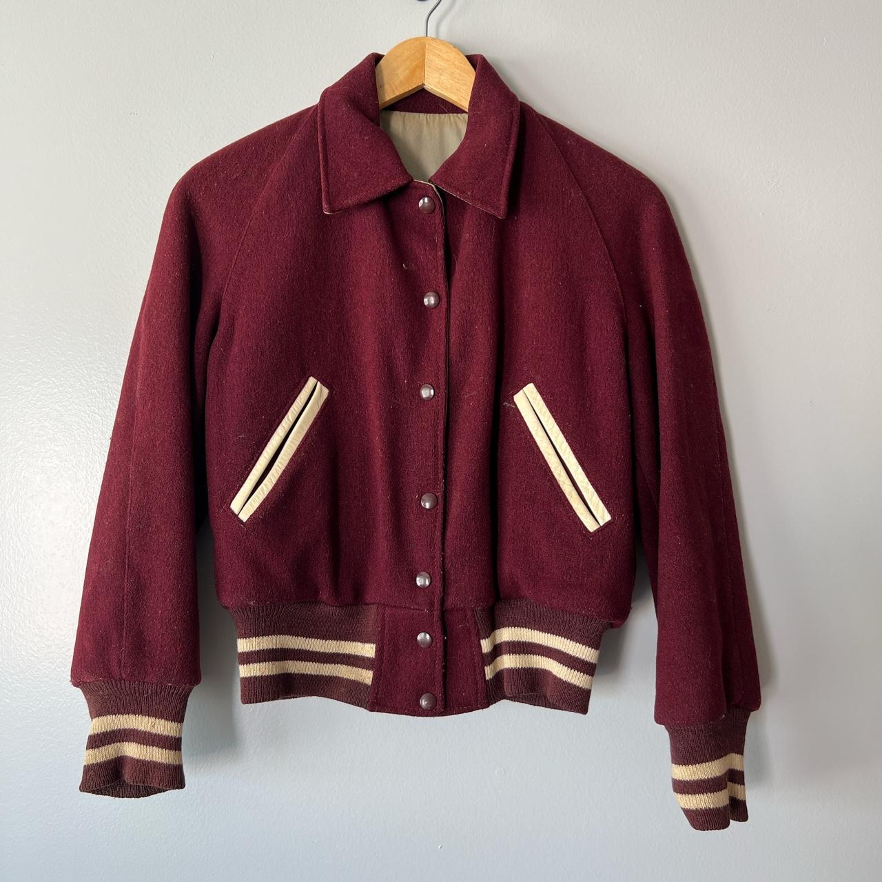 Vintage 1940s Cheerleader Varsity Jacket Snap... - Depop