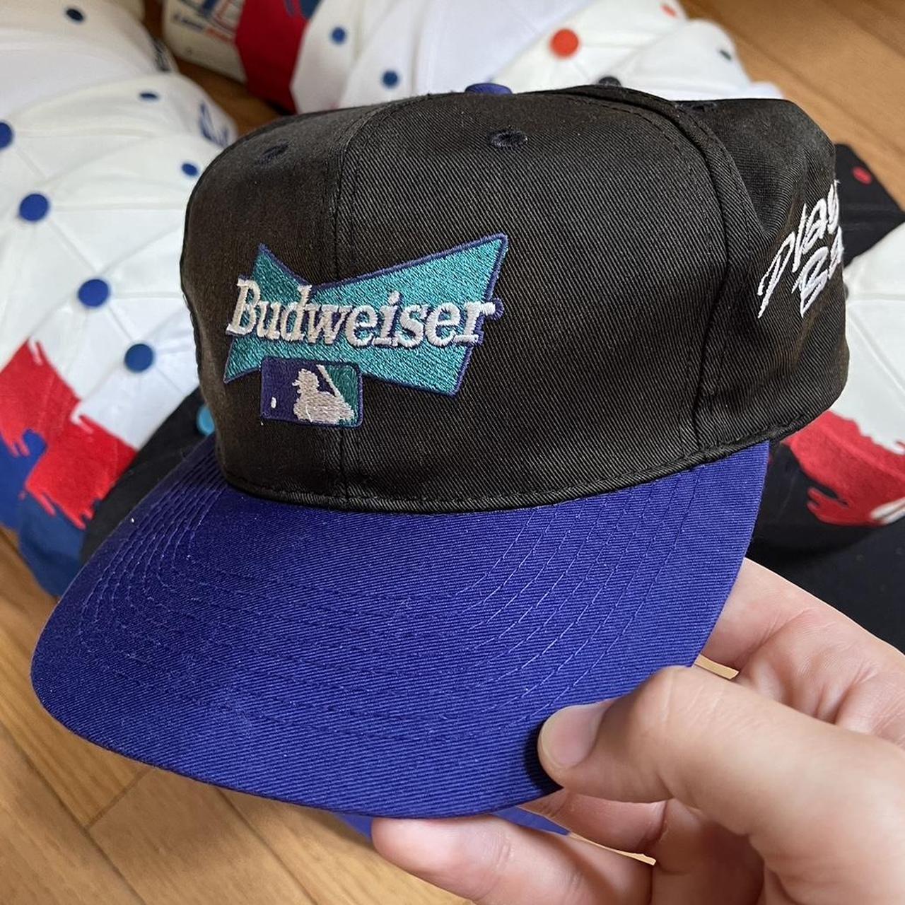 Vintage Budweiser beer snapback hat “play ball” side... - Depop