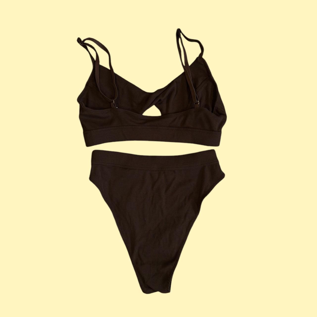 Mane intimates chocolate brown ribbed bra and high... | Depop