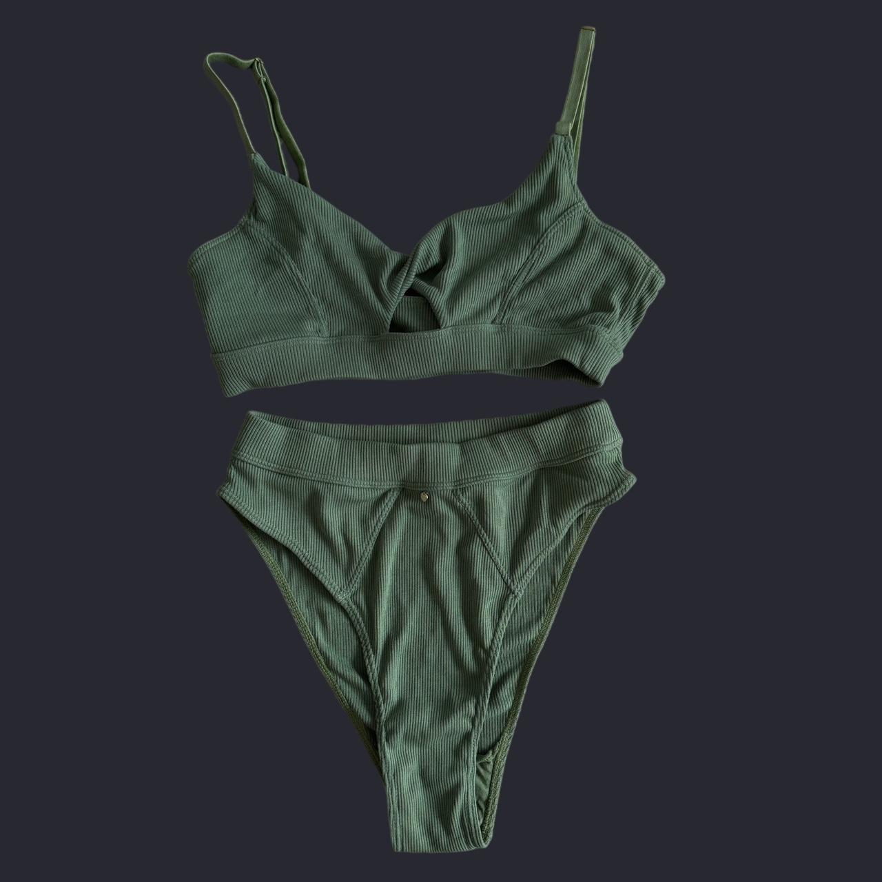 Mane intimates pistachio green ribbed bra and high... | Depop