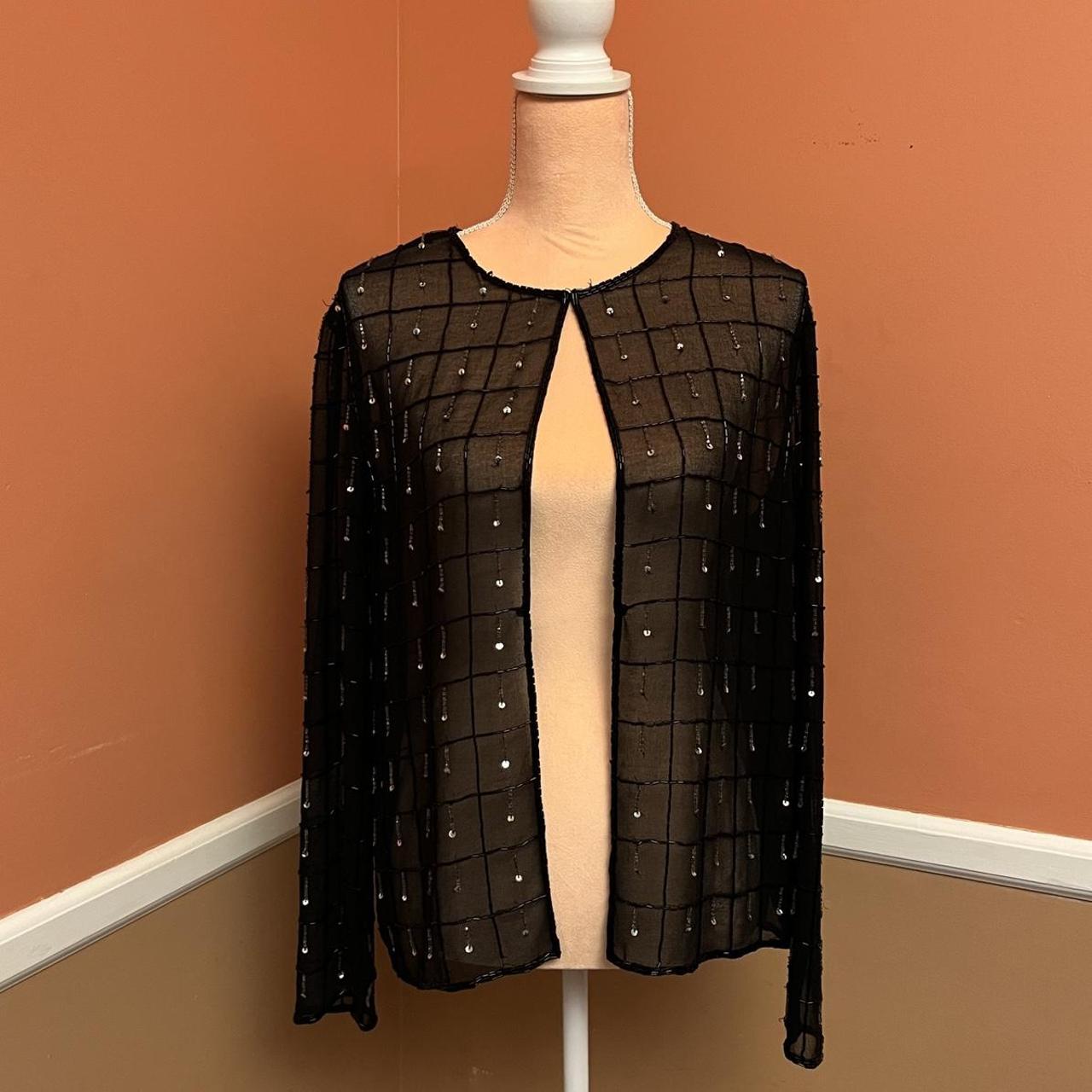 sheer embellished shawl • flowy fit • preloved ;... - Depop