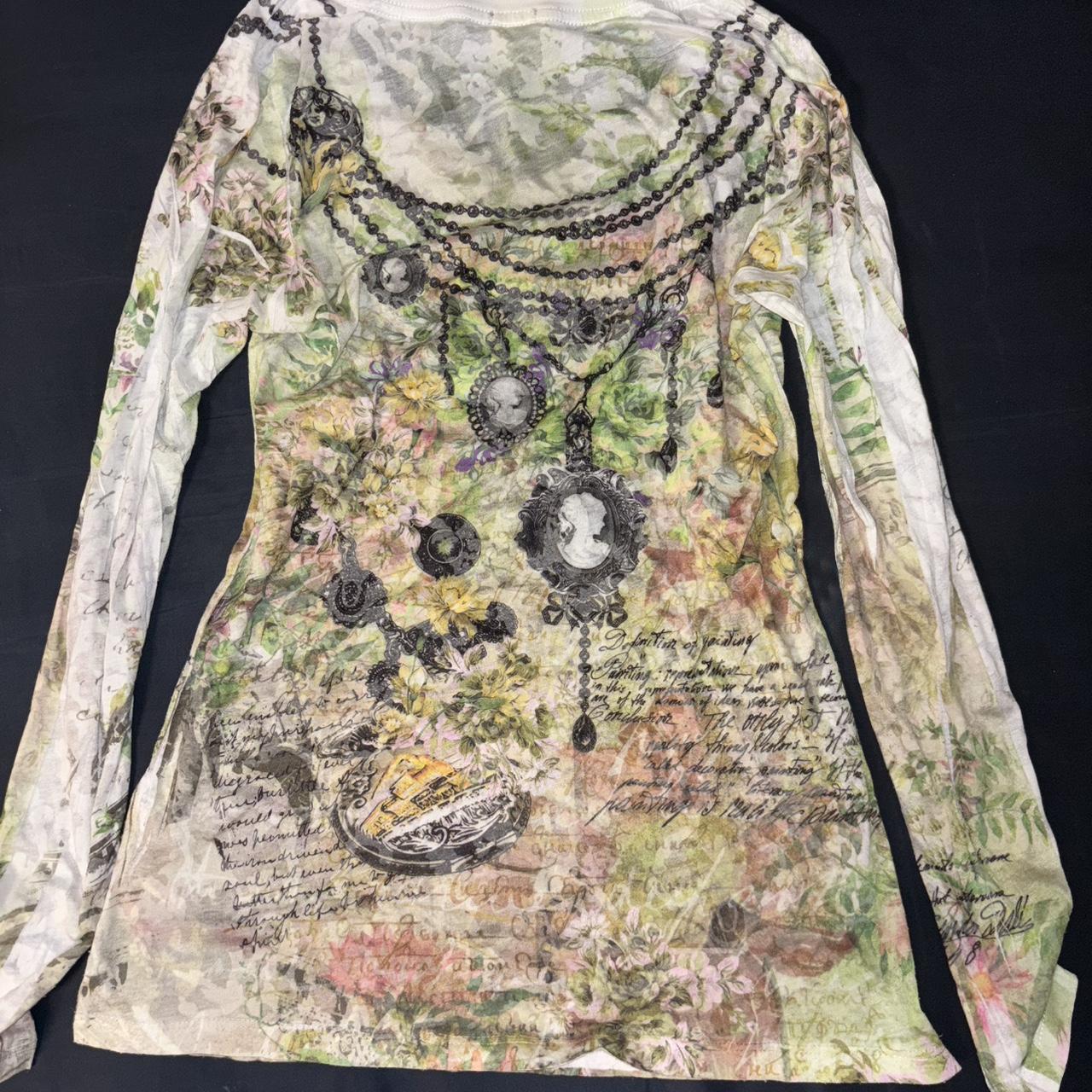 Whimsical vkei gothic necklace long sleeve top (idk... | Depop