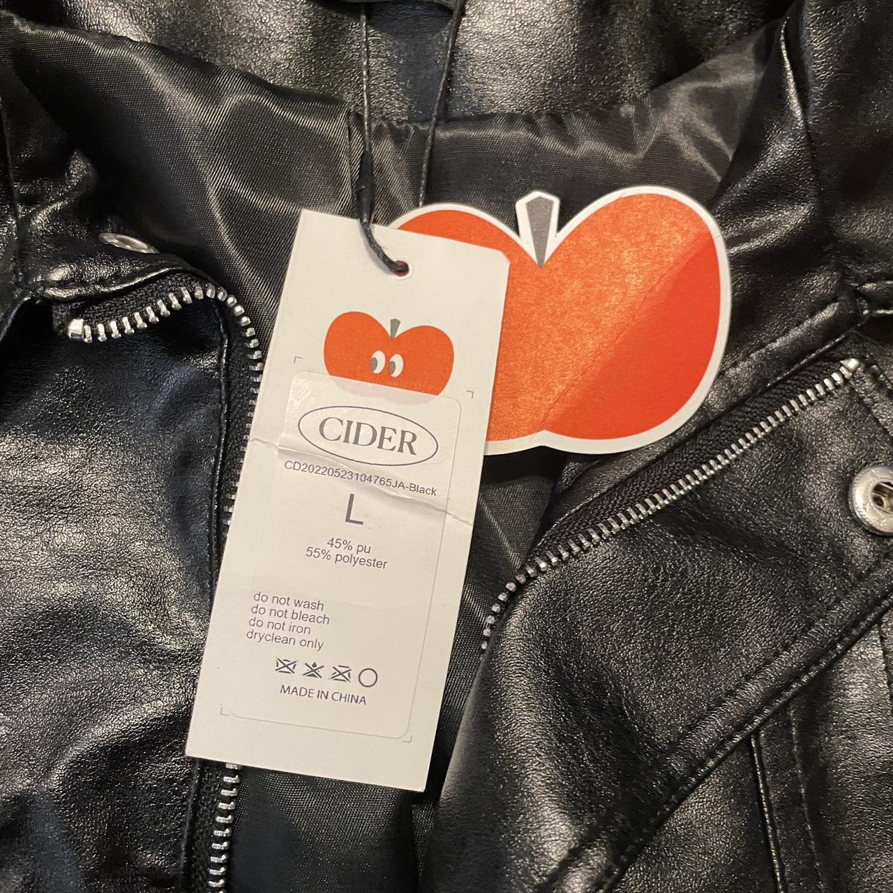 never worn leather jacket from cider. cute shape and... - Depop