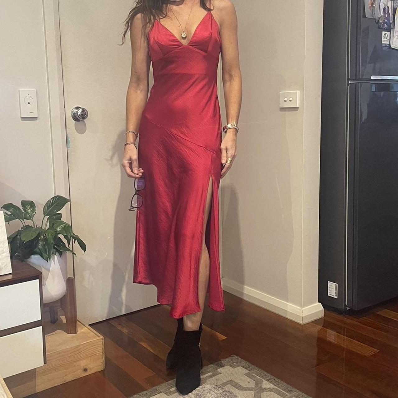 Red dress # red dress # red formal dress # silk red... - Depop