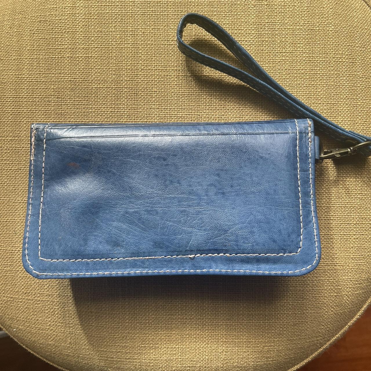Blue vintage leather wallet # wallet # blue wallet #... - Depop