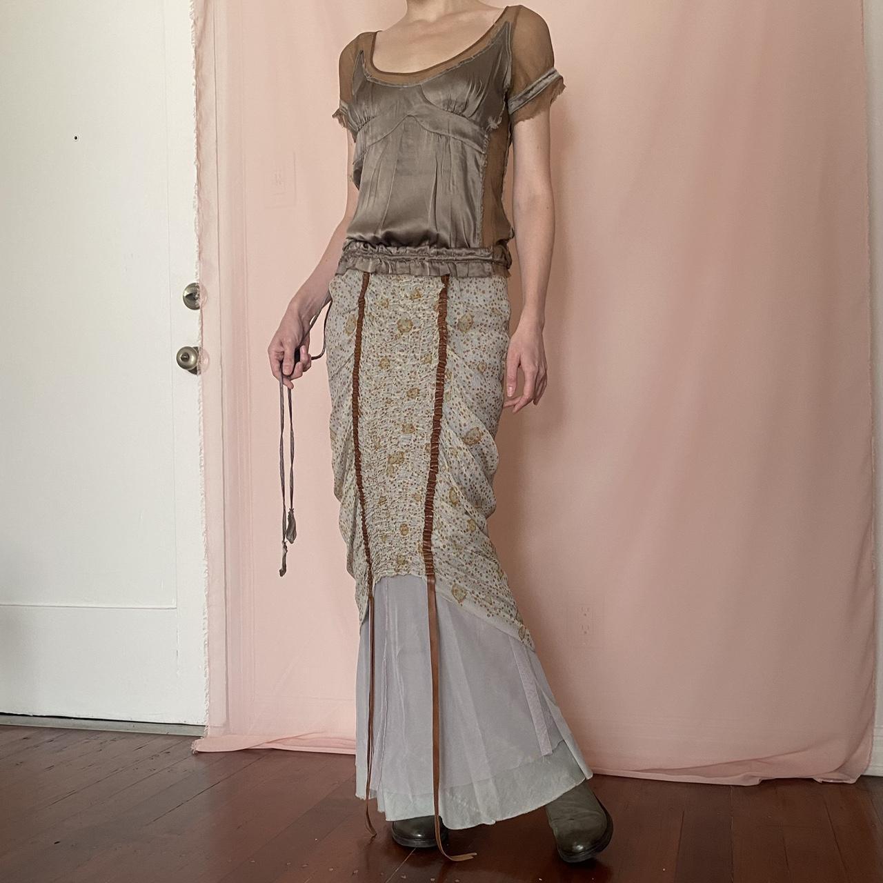 vintage designer rozae nichols maxi mermaid skirt... - Depop