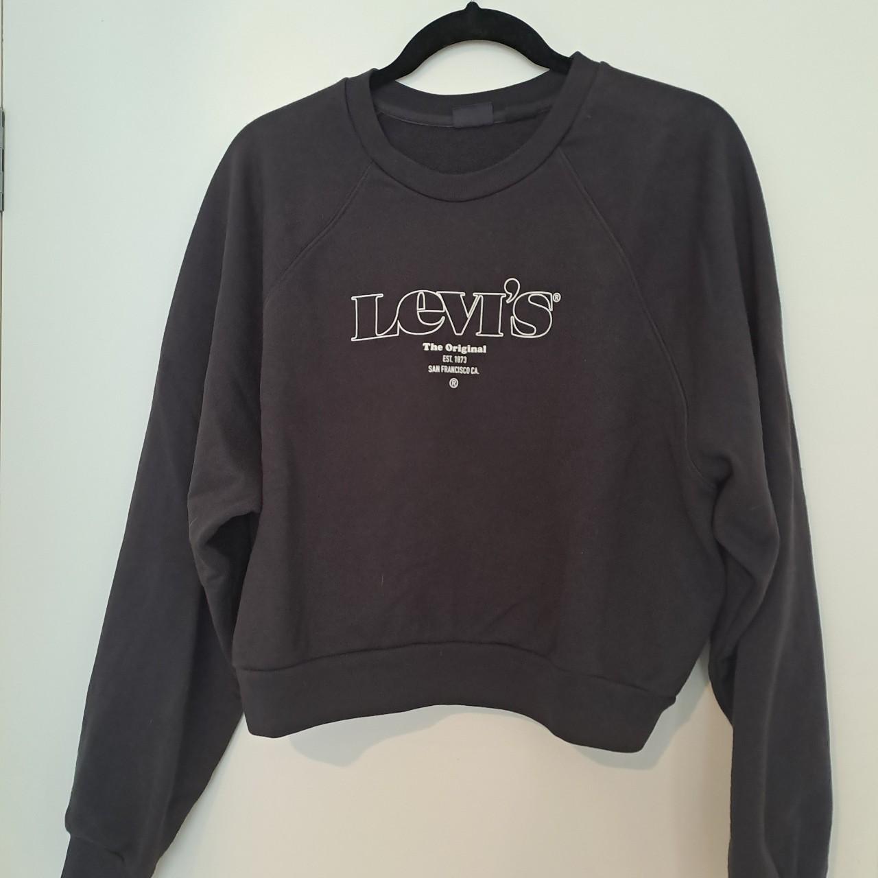 Levis cropped grey/charcoal jumper. Size m - Depop