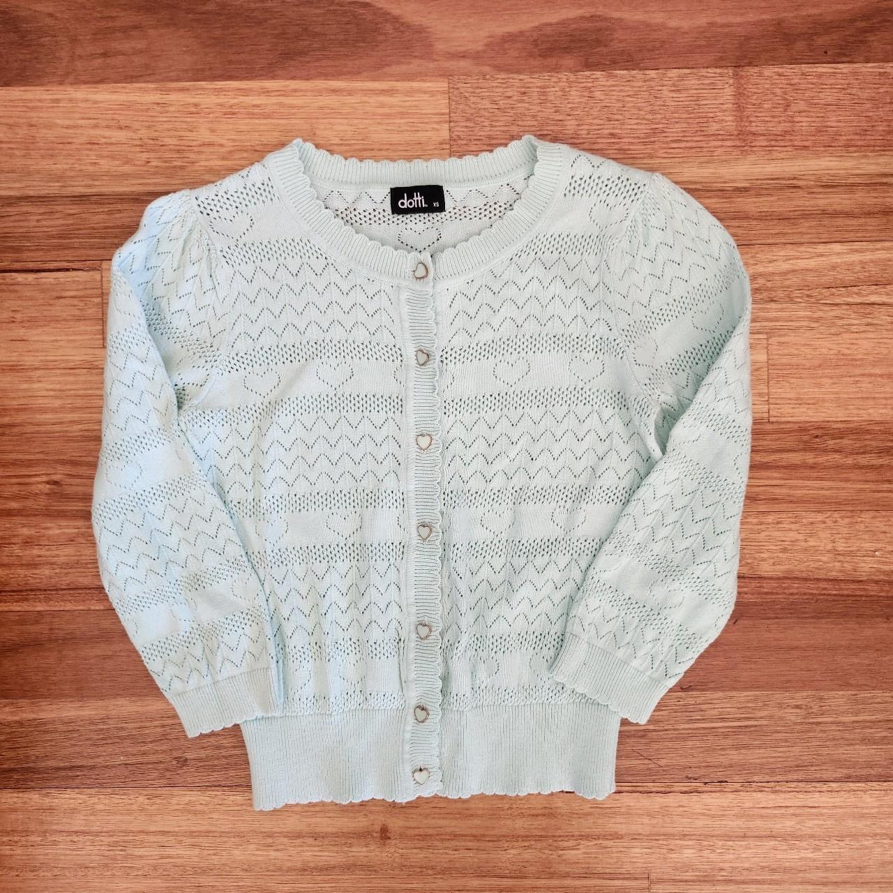 Dotti pastel mint green size xs heart cardigan.... - Depop