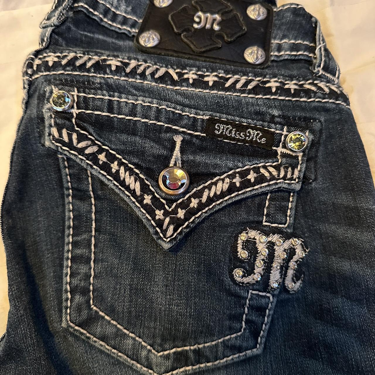low rise miss me jeans, perfect condition just a... - Depop