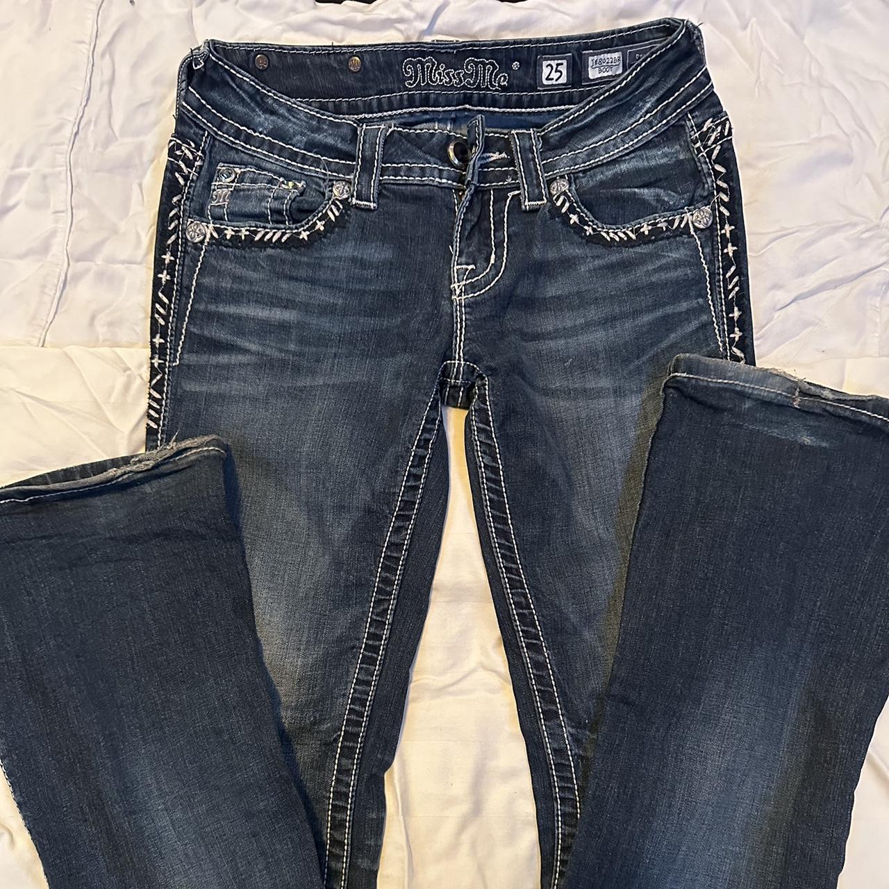 low rise miss me jeans, perfect condition just a... - Depop