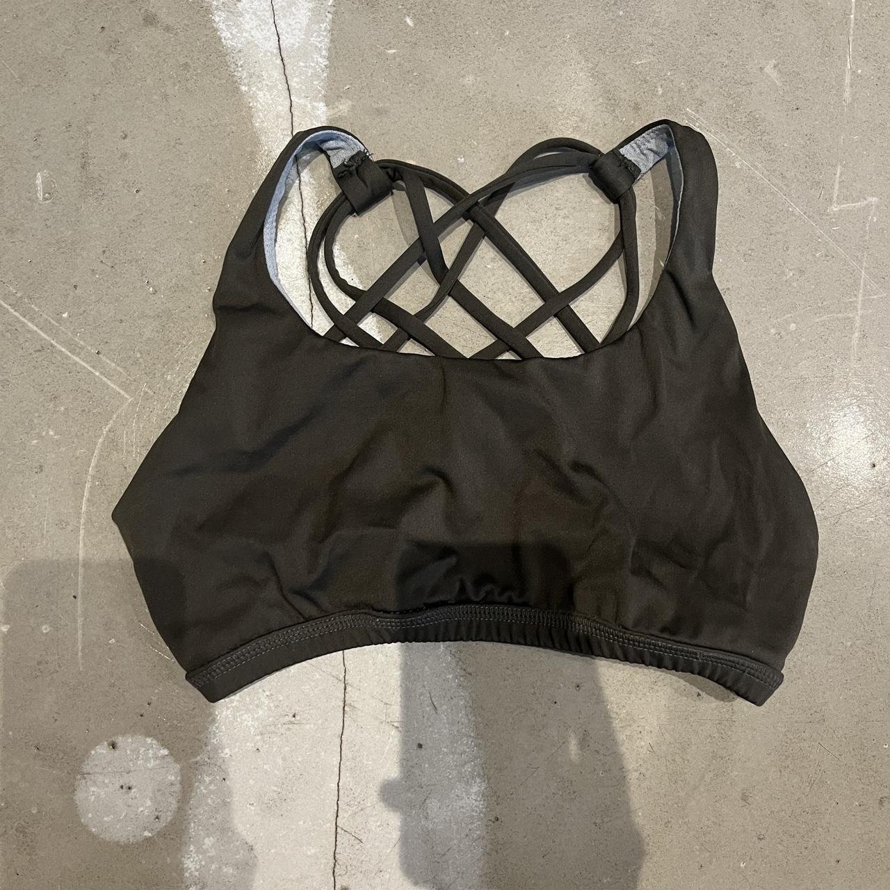 free to be style strappy sports bra deep olive... - Depop