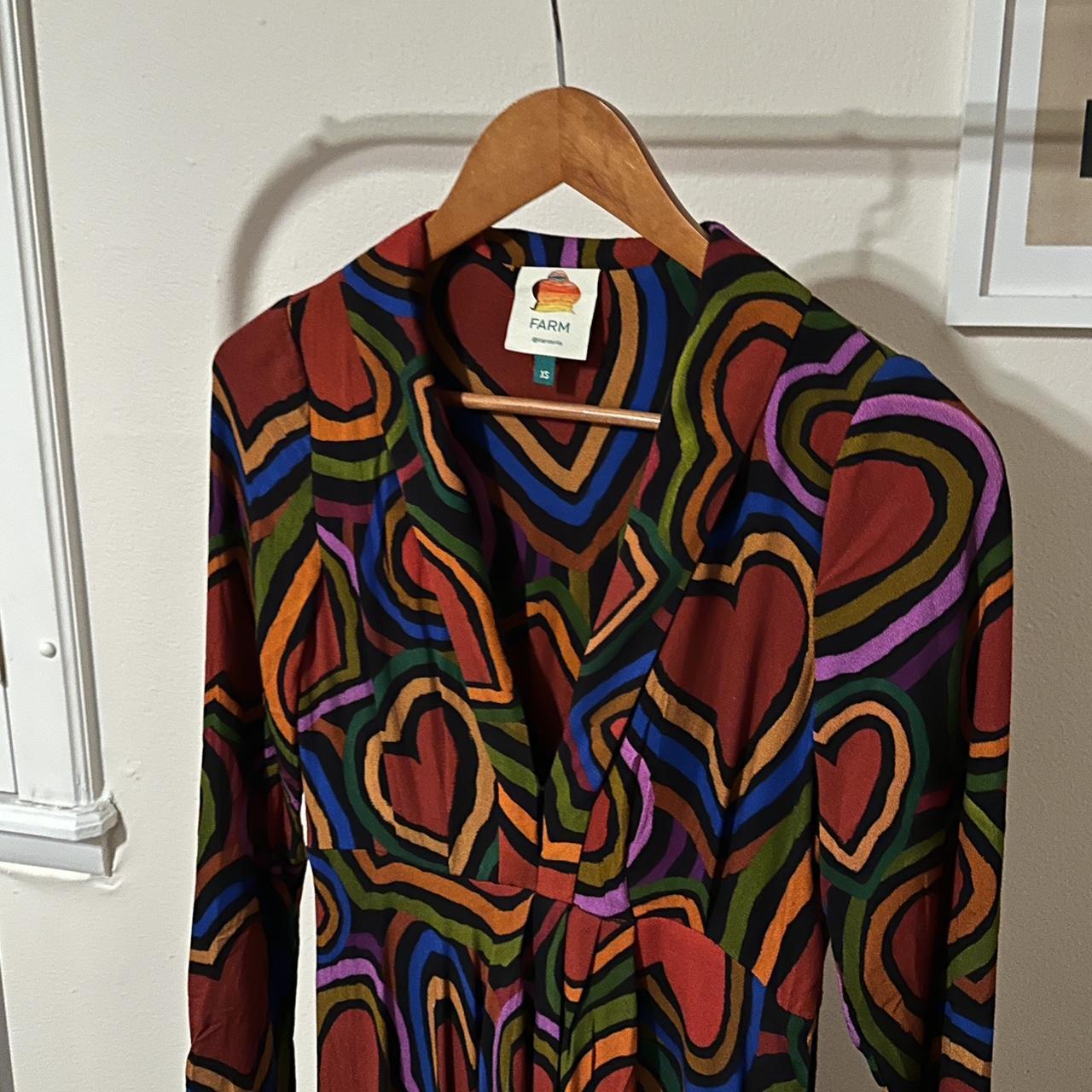 Farm Rio rainbow heart dress. Size XS. Like new... - Depop