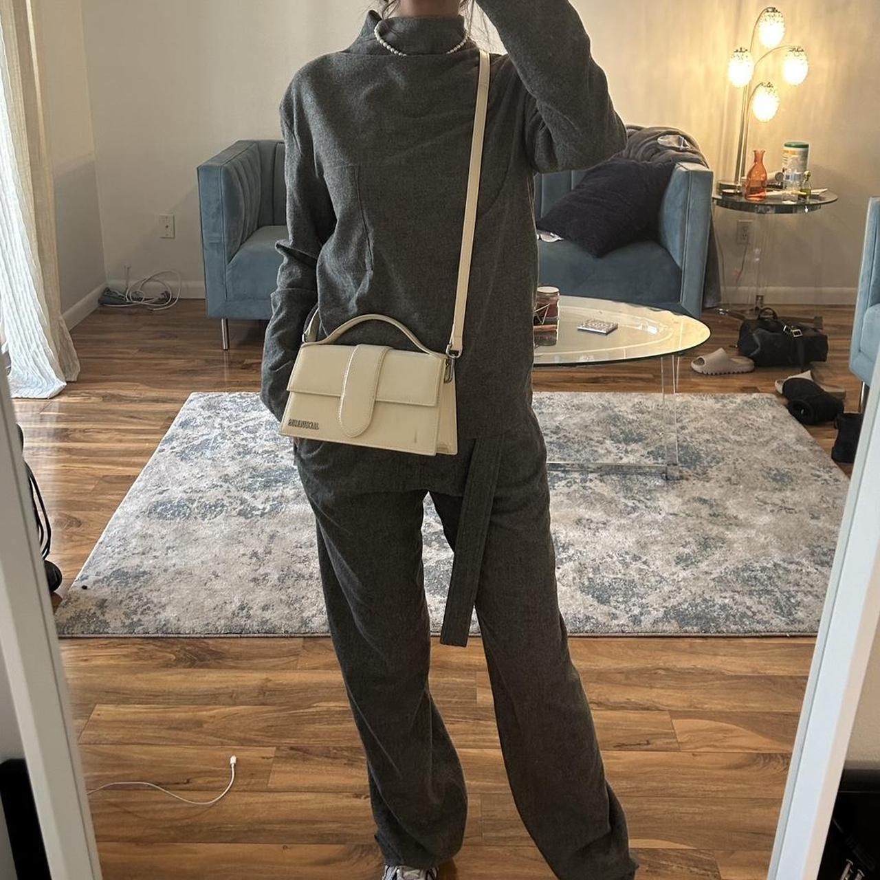 Zara oversized knit dark grey set, top and bottom. S... - Depop