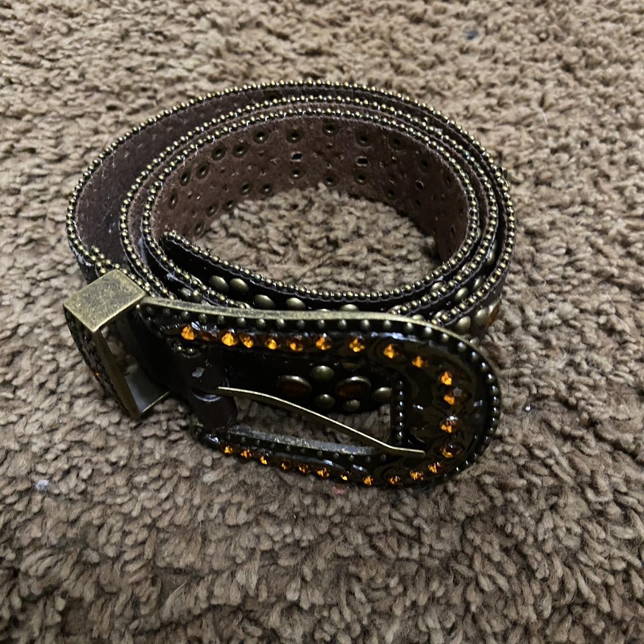Rhinestone belt size 34 decent material - Depop