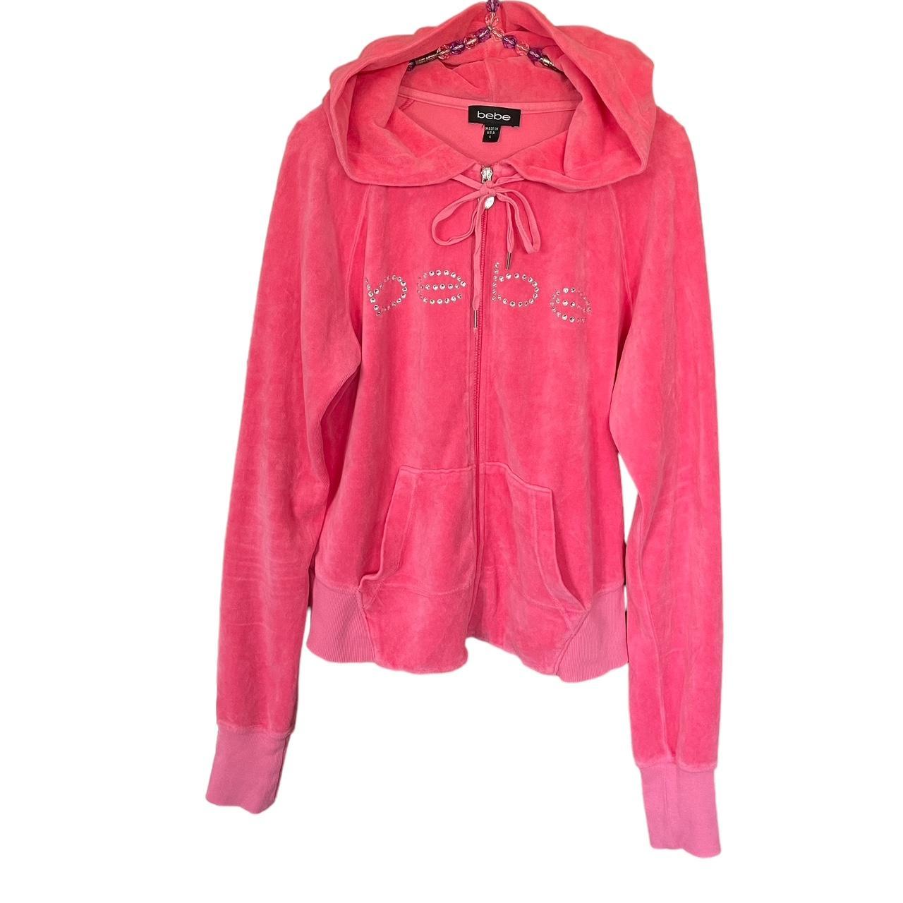 Bebe velour track jacket. Diamanté logo on front.... - Depop