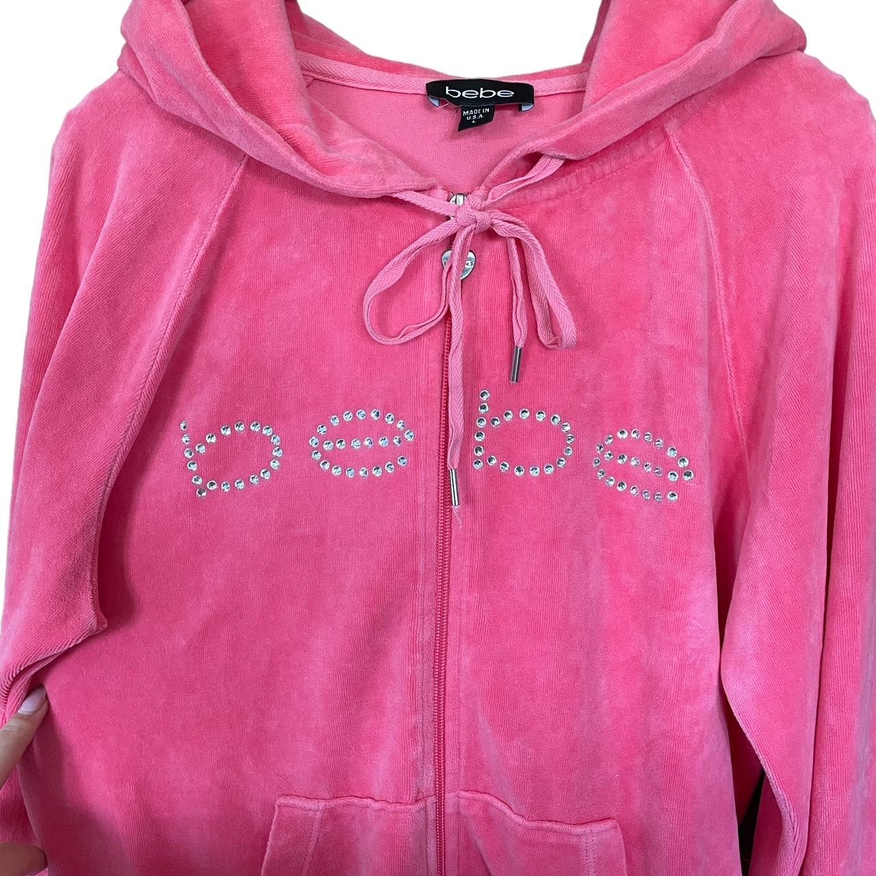 Bebe velour track jacket. Diamanté logo on front.... - Depop