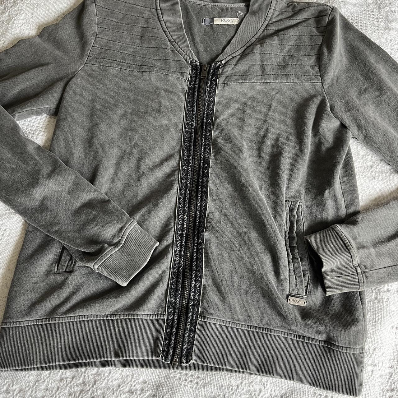 Roxy gray lightweight zip-up jacket. Has a small... - Depop