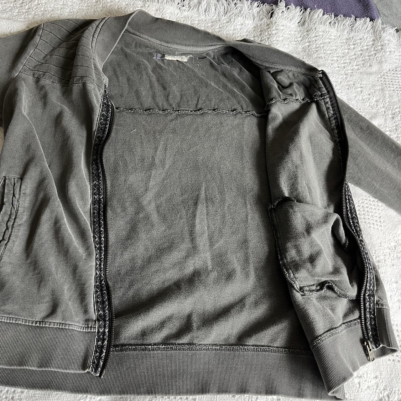 Roxy gray lightweight zip-up jacket. Has a small... - Depop