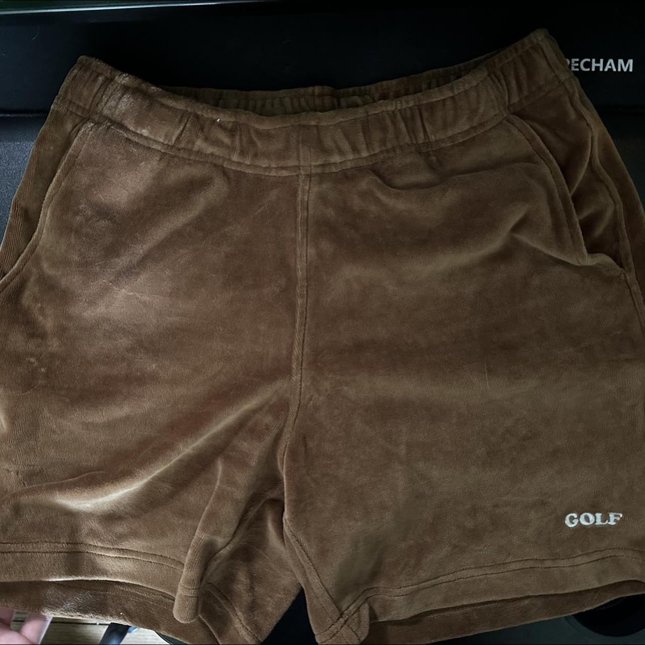 XS Golf wang brown velour shorts, drawstrings inside - Depop
