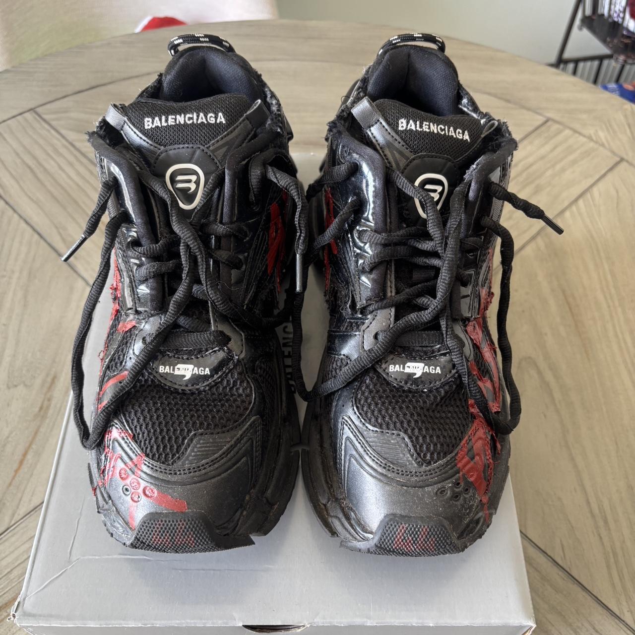 Red and black Balenciaga runner size 44 used | Depop