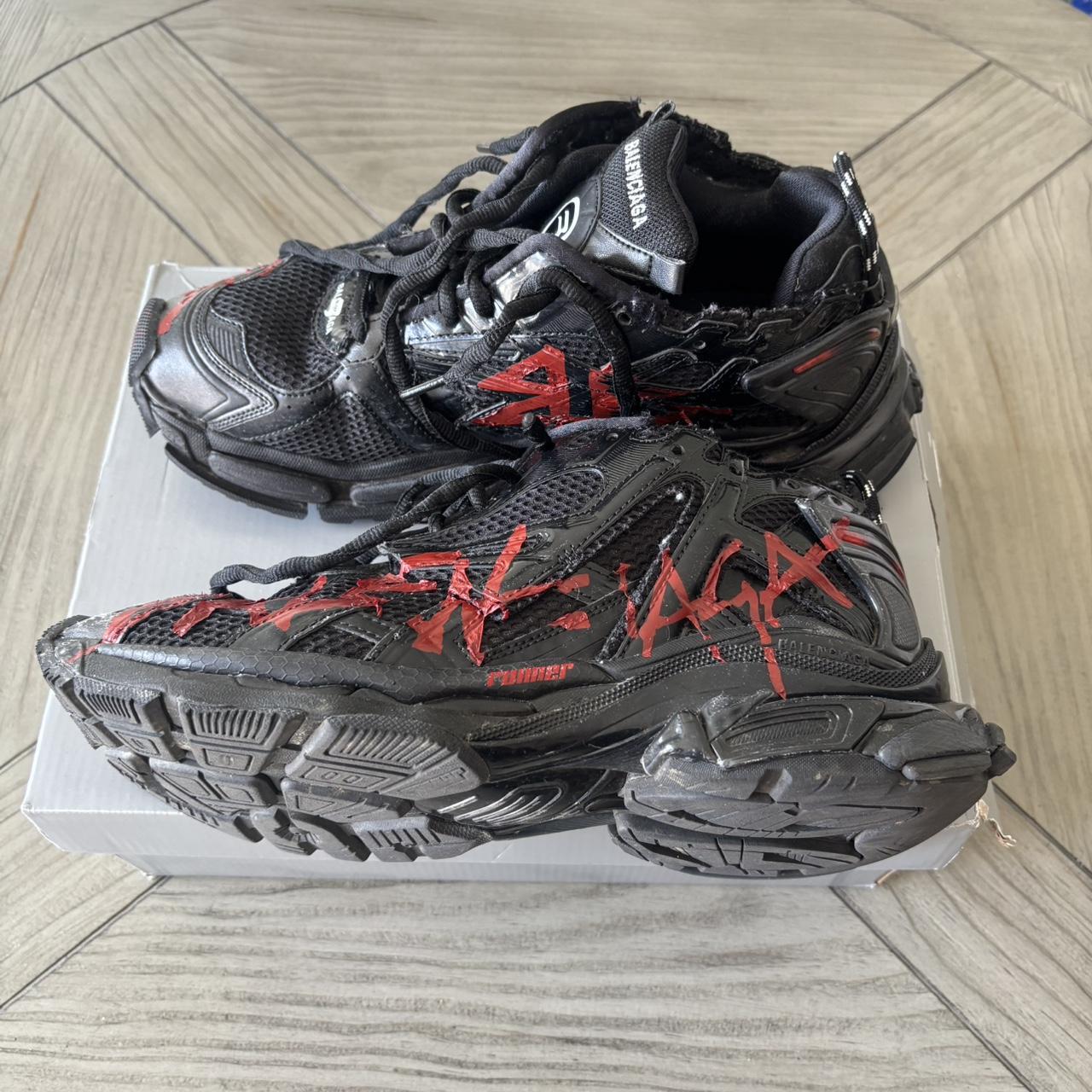 Red and black Balenciaga runner size 44 used | Depop