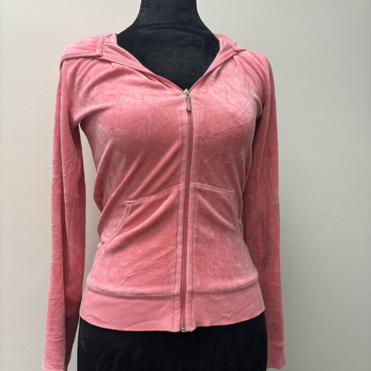 Pink juicy couture velour zip up hoodie with... - Depop
