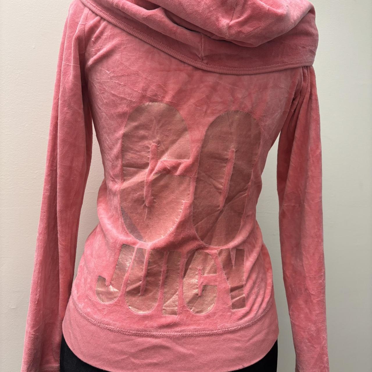 Pink juicy couture velour zip up hoodie with... - Depop