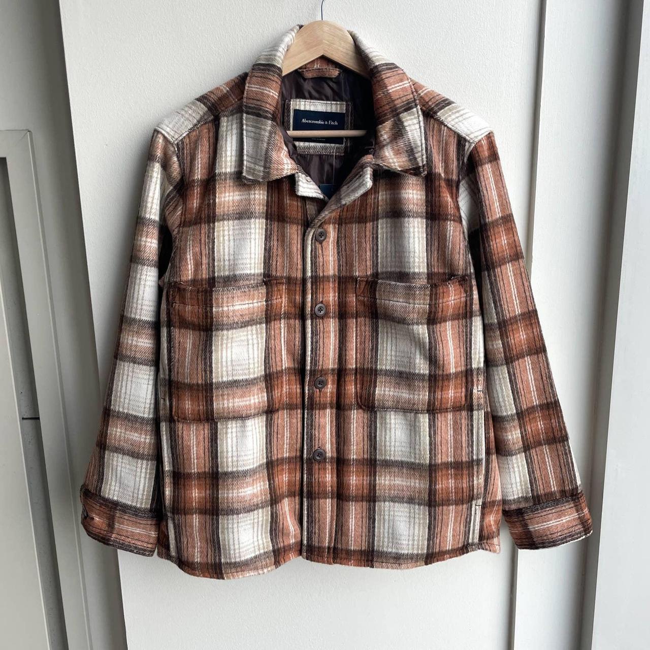 Abercrombie & Fitch Men's Brown Plaid Shacket Brand... - Depop