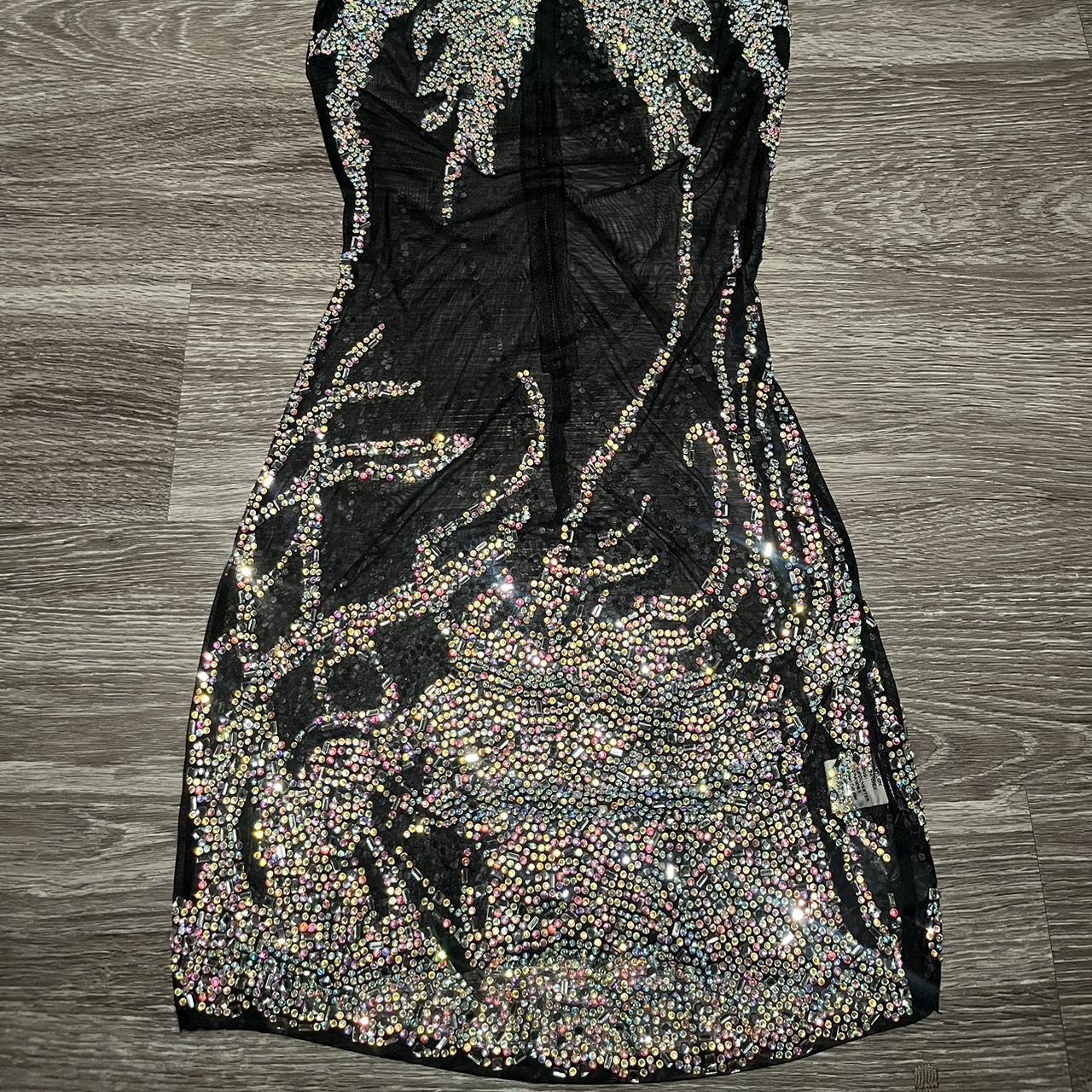 Bedazzled mesh dress Never worn - Depop