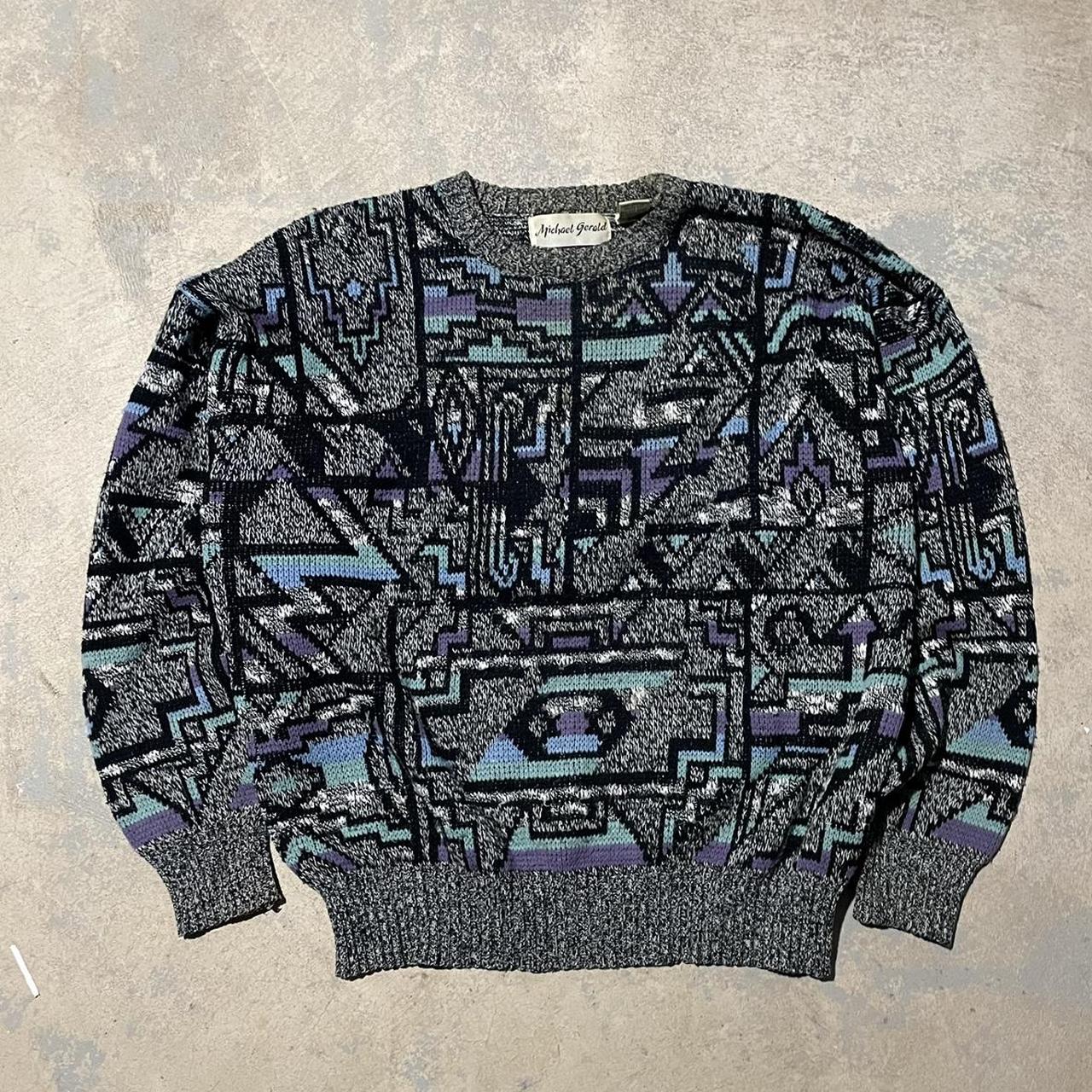 Vintage 90s Sweater insane pattern on this... - Depop