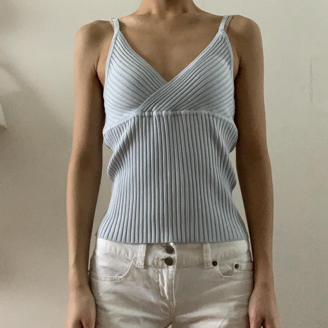 light blue ribbed tank top super soft and perfect... - Depop