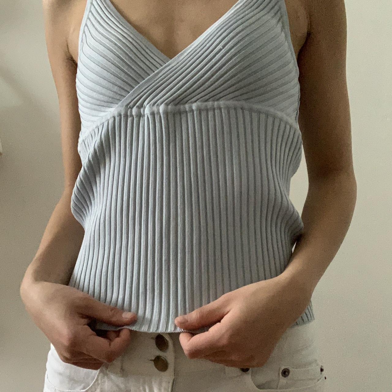 light blue ribbed tank top super soft and perfect... - Depop