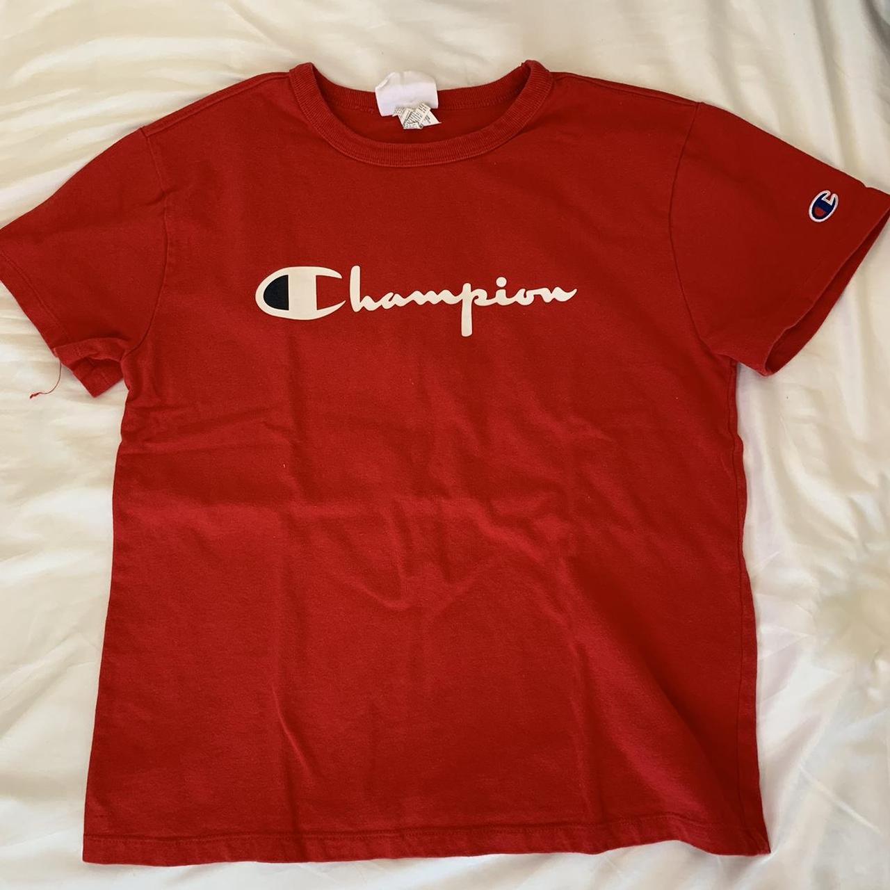 Champion Men's Red T-shirt | Depop