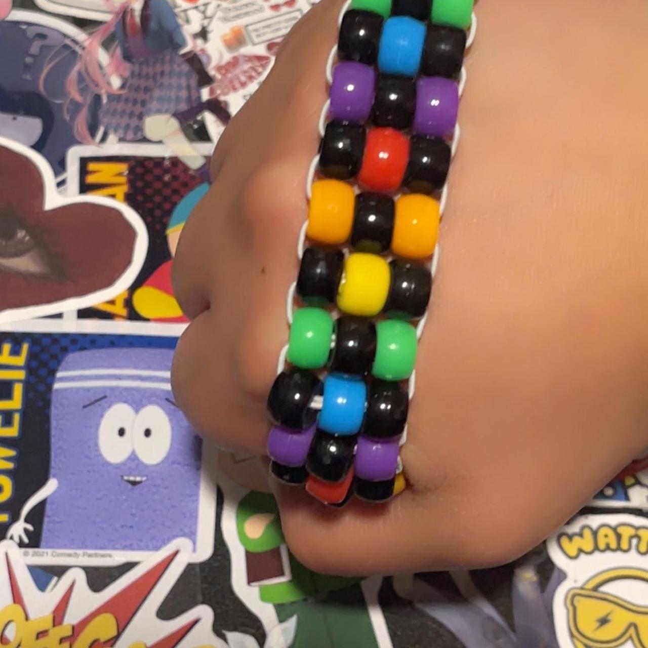 Rainbow checker board design Kandi ladder cuff #kandi | Depop