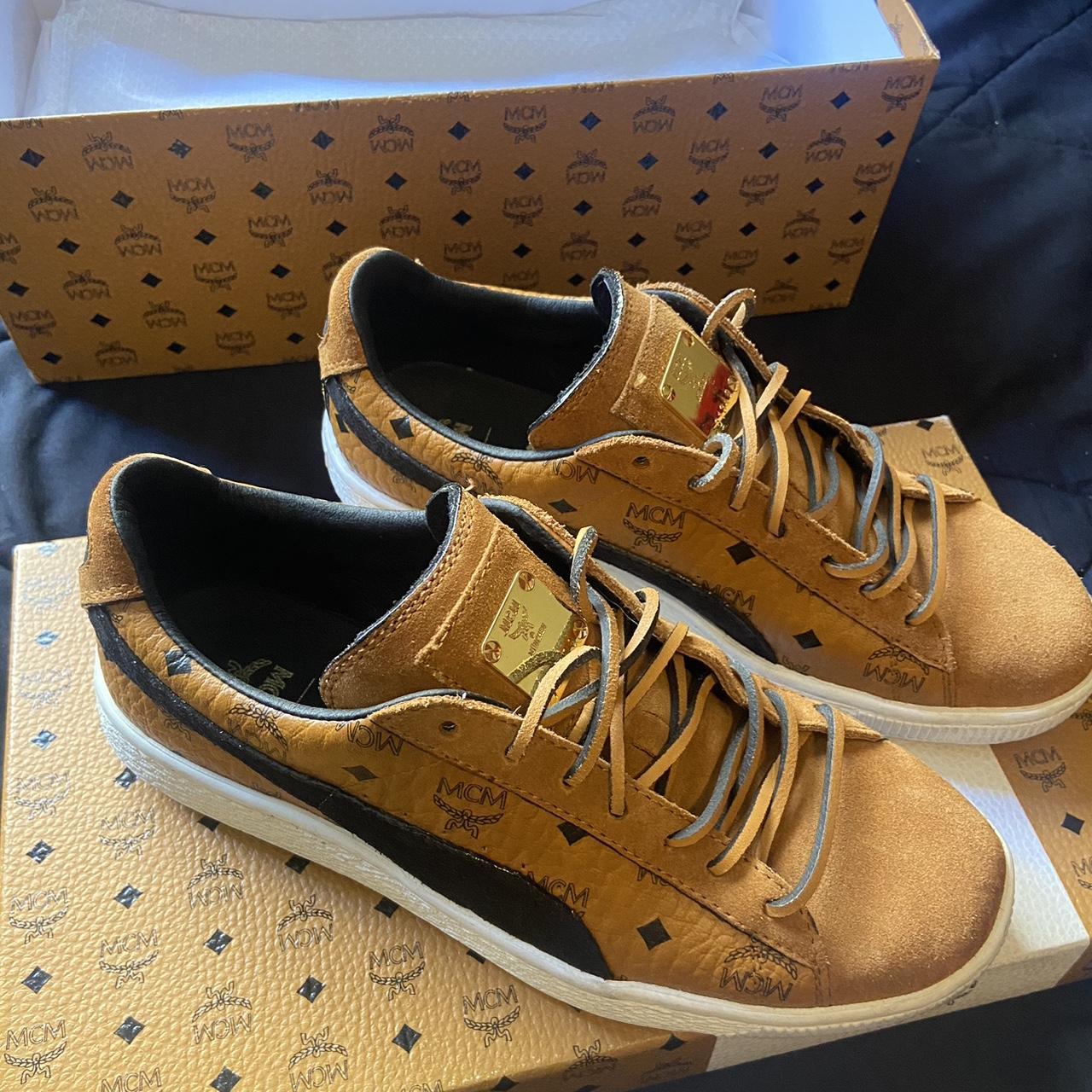 Suede Classic x MCM Brown, Black, & white Size: US... - Depop