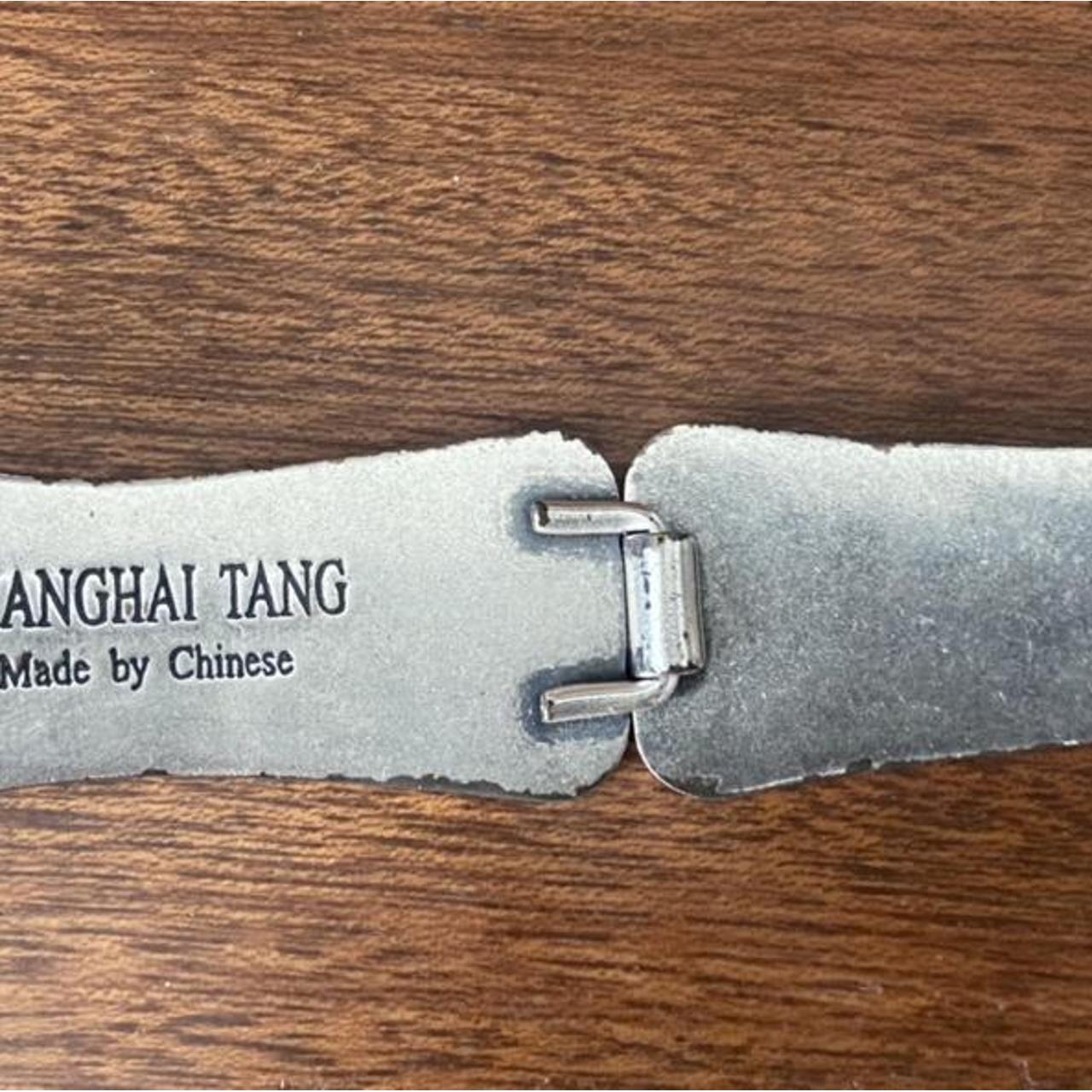 Vintage Shanghai Tang Leather Belt with Chinese... - Depop