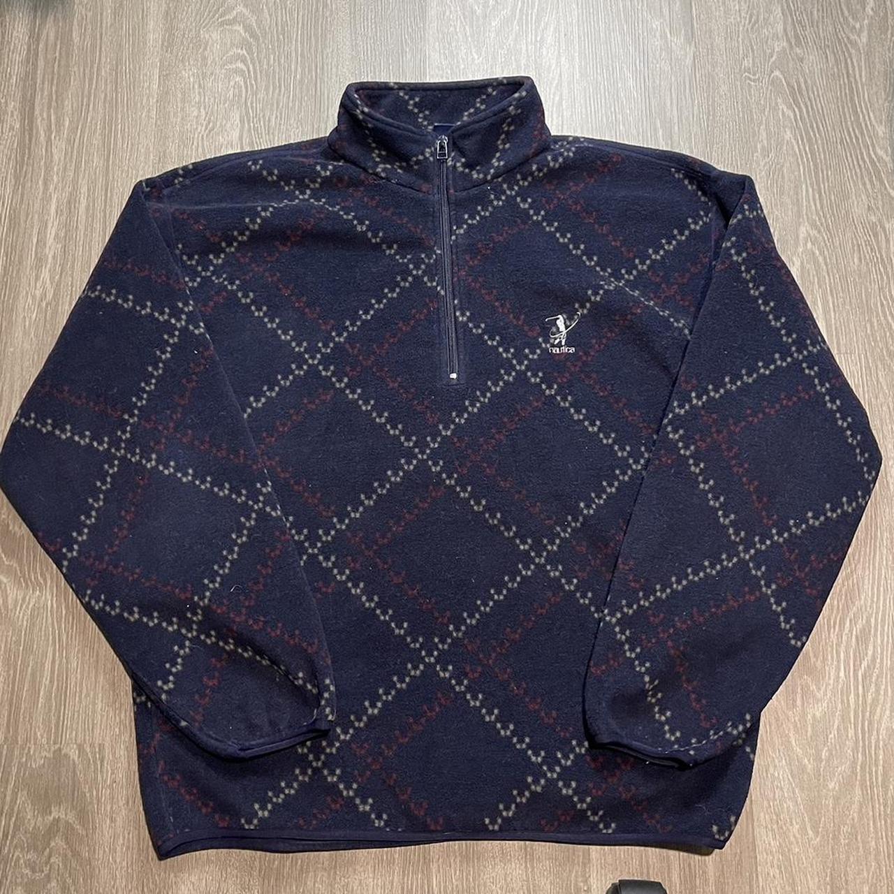 Vintage 80s/90s Nautica Navy Quarter-Zip Pit to... - Depop