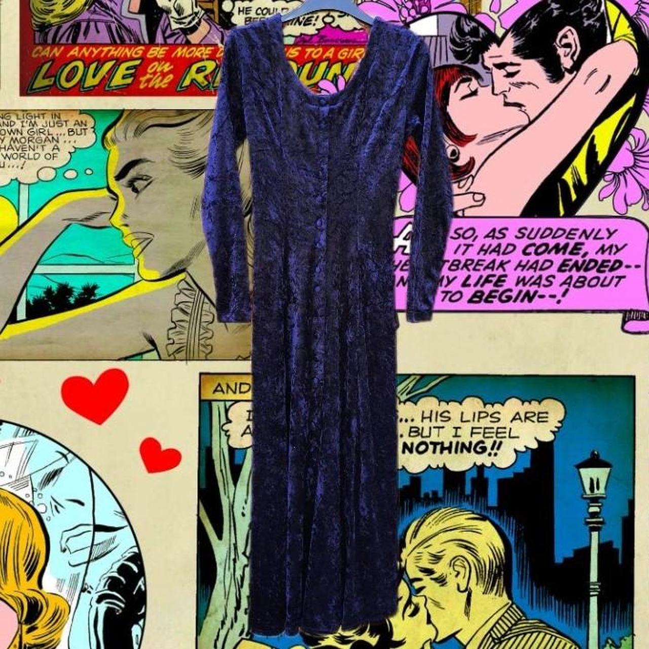 Beautiful vintage 90s navy blue velvet velour maxi... - Depop