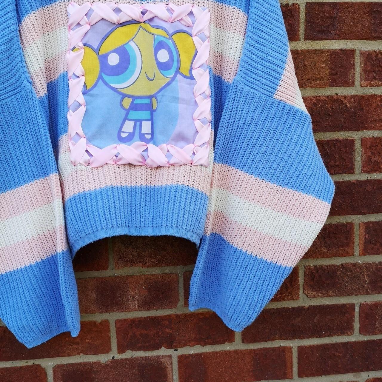 Gorgeous one of a kind reworked jumper. Pastel blue,... - Depop