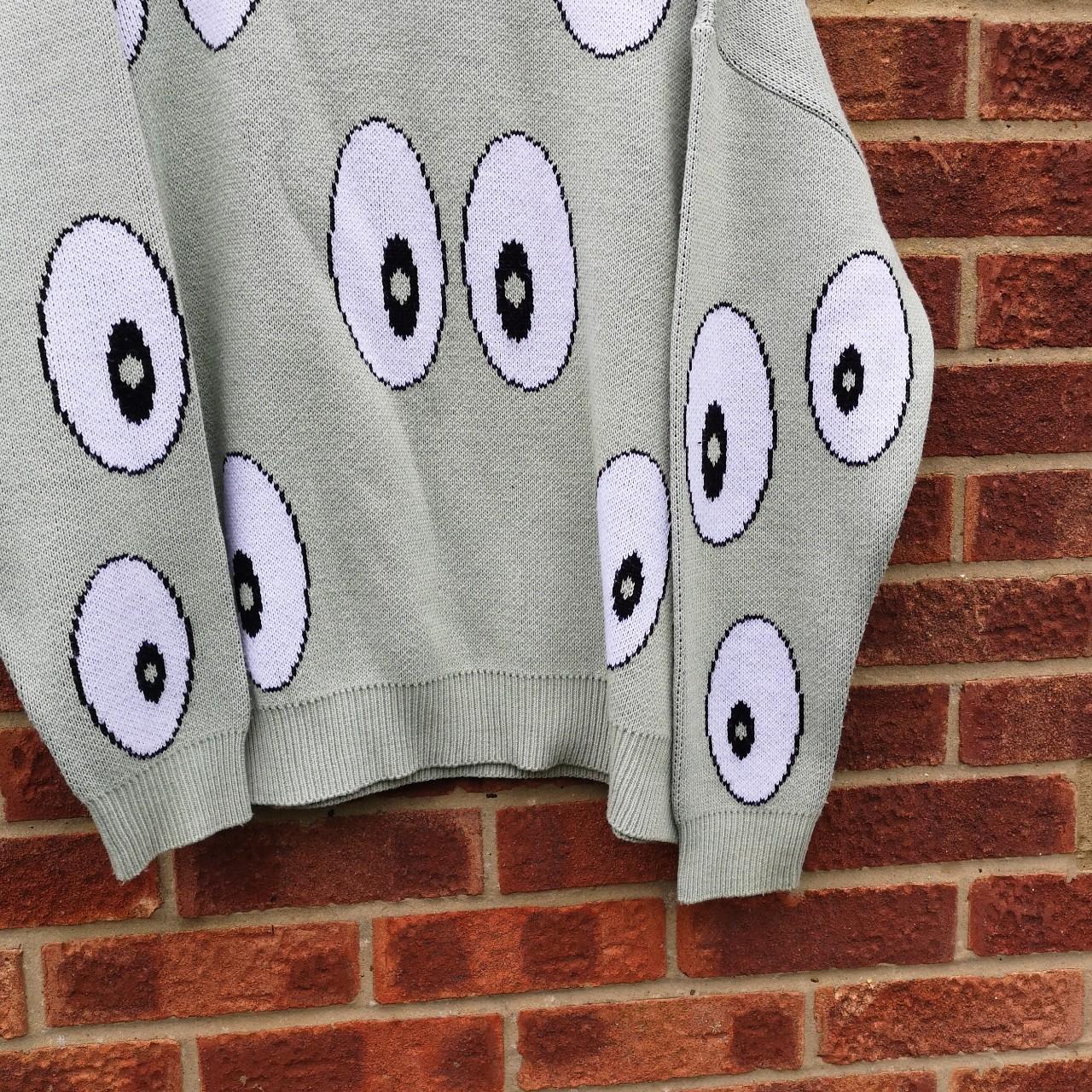 Light green & white patterned eye jumper. All over... - Depop