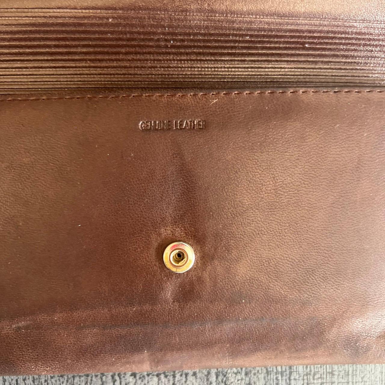 Vintage Brown Genuine Leather Tri-Fold... | Depop