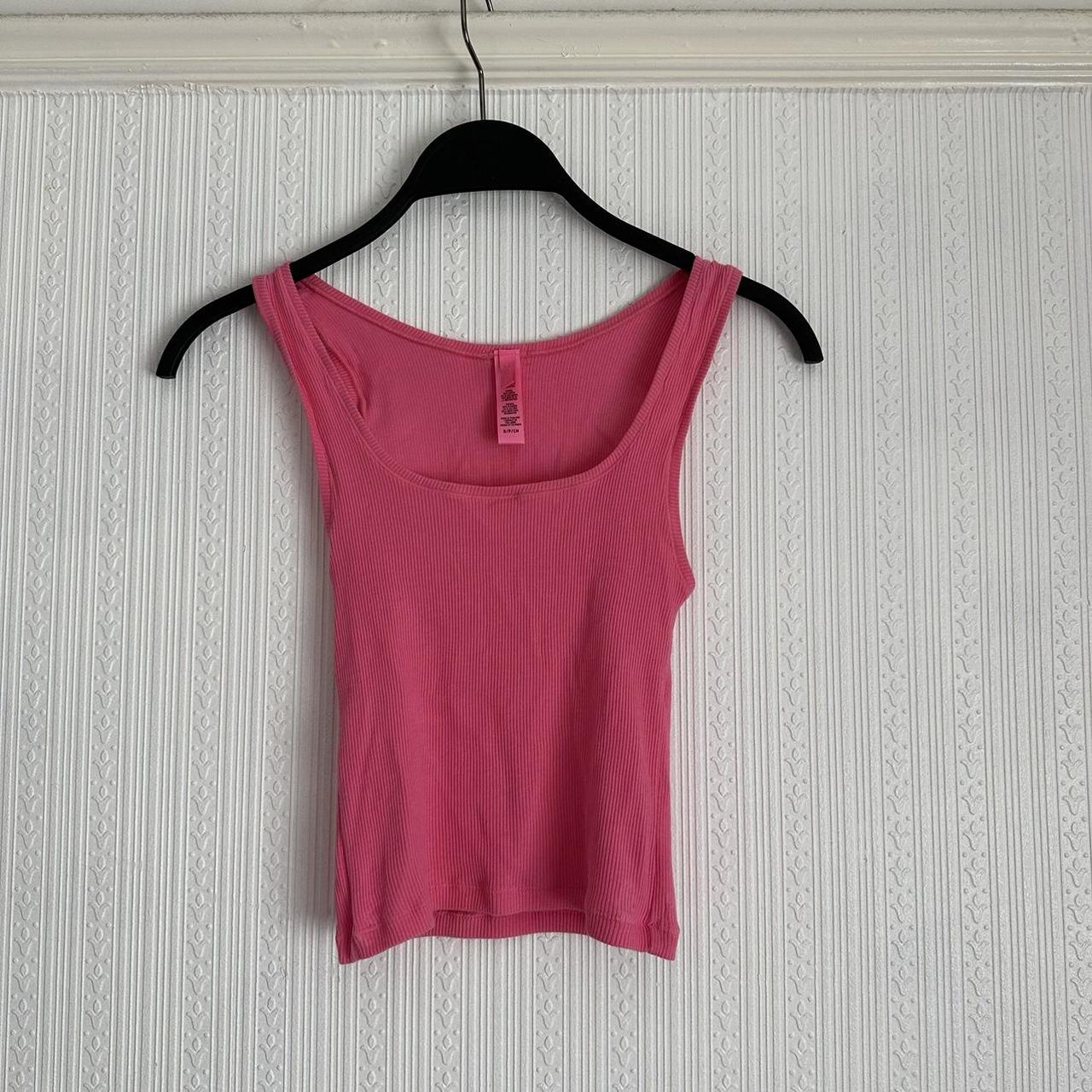 Skims sugar pink cotton rib tank top. Size S. Worn... - Depop