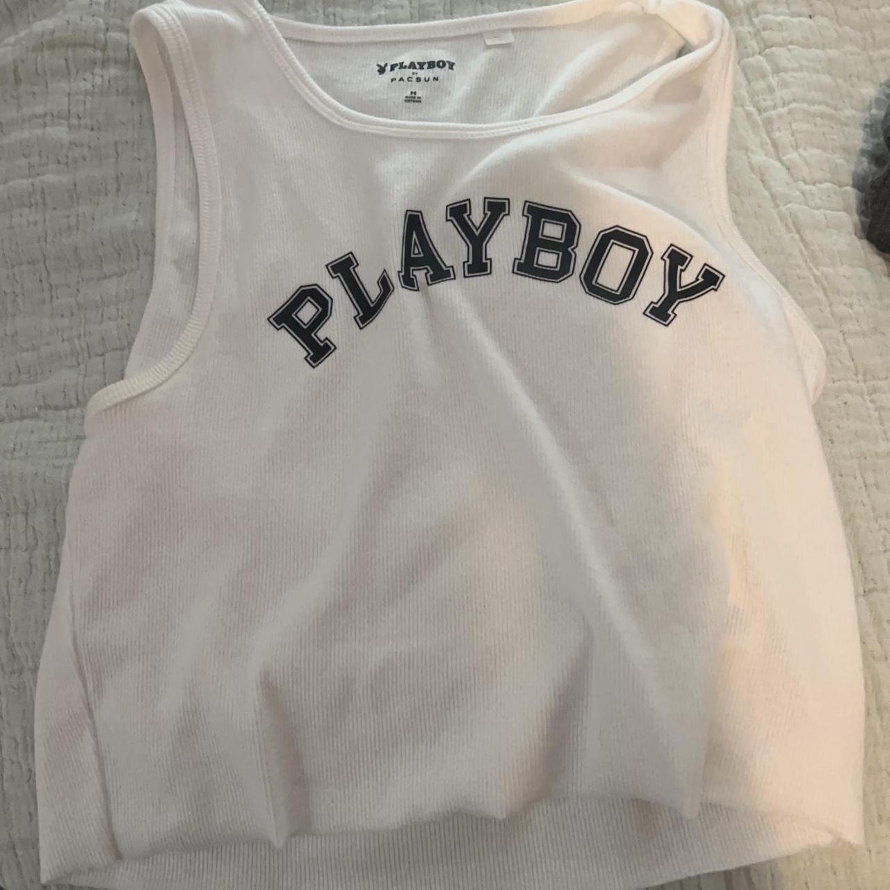Playboy Bunny White tank top Medium Worn once - Depop