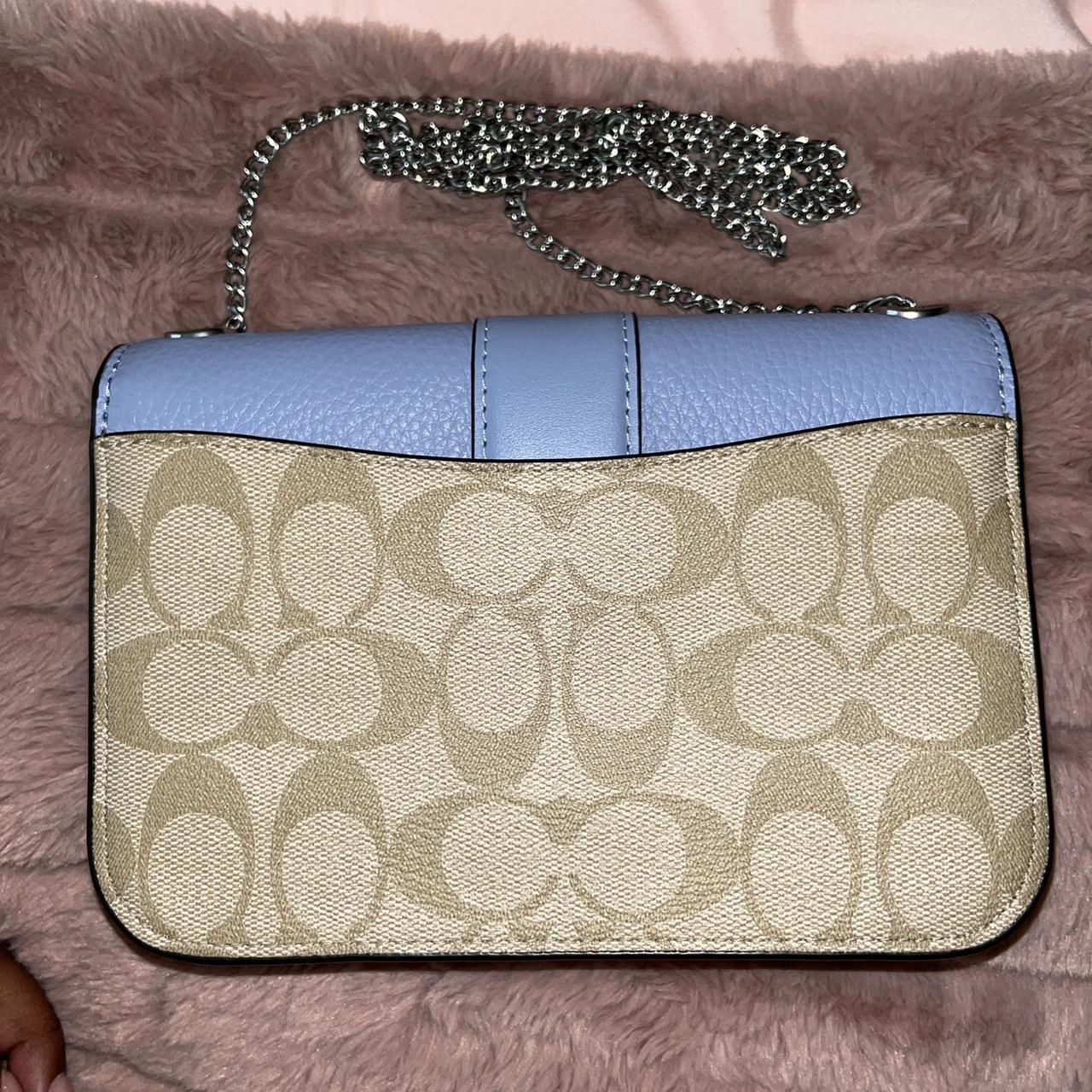 Coach purse Small light blue and brown coach bag... - Depop