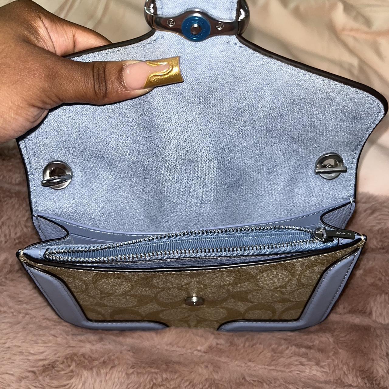 Coach purse Small light blue and brown coach bag... - Depop